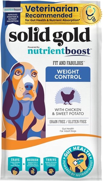 SOLID GOLD Weight Control Gut Health Real Chicken & Sweet Potato Grain-Free Dry Dog Food, 22-lb ...
