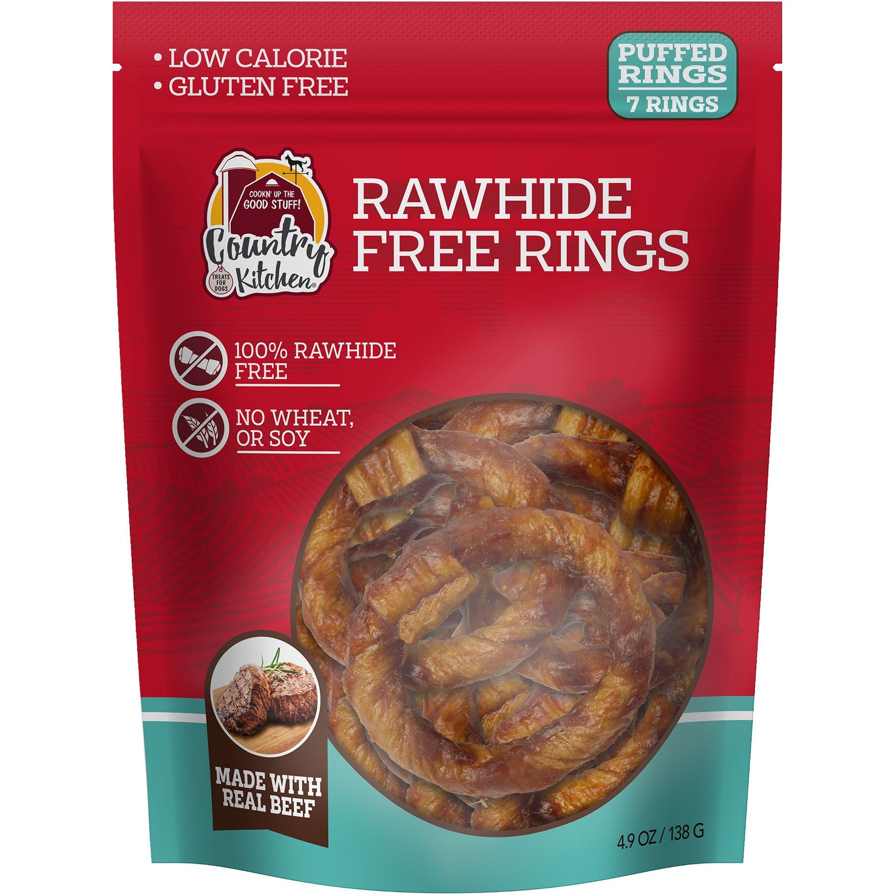 COUNTRY KITCHEN Rawhide-Free Beef Rings Dog Chew Treats, 7 count ...