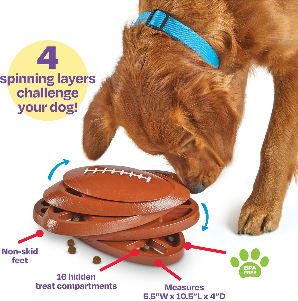 BRIGHTKINS Touchdown Time! Treat Puzzle Dog Toy - Chewy.com
