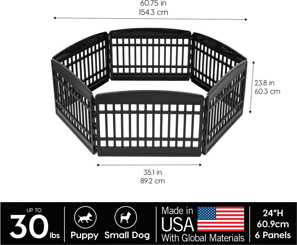 IRIS 6-Panel Dog Exercise Playpen, Black, 24-in - Chewy.com