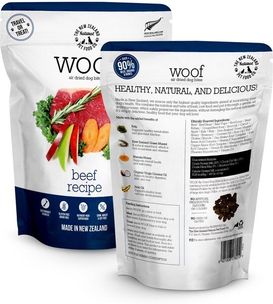 THE NEW ZEALAND NATURAL PET FOOD CO. Woof Beef Air Dried Dog Food, 3.5 ...