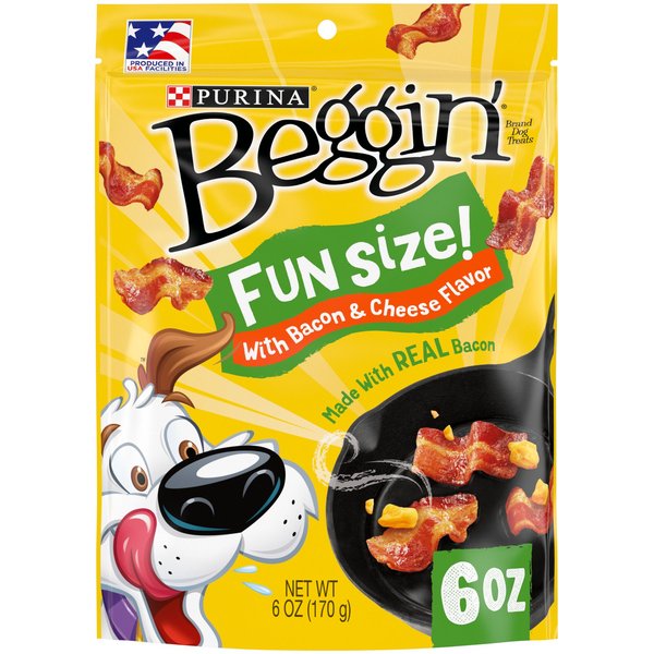 Purina Beggin' Fun Size Bacon & Cheese Flavored Dog Treats, 6-oz pouch ...