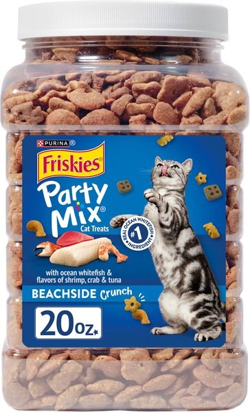 FRISKIES Party Mix Crunch Beachside Cat Treats, 20-oz tub - Chewy.com