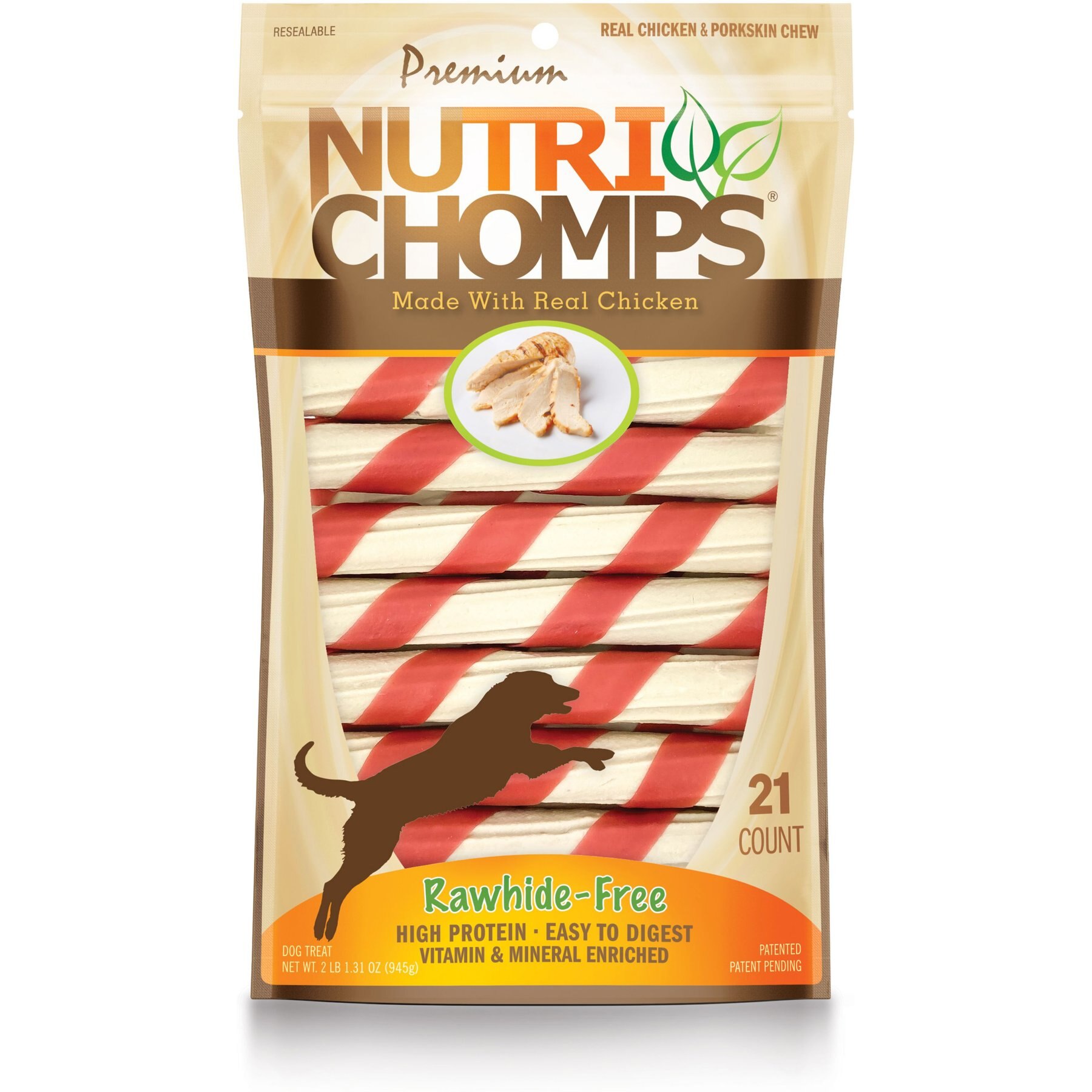 NUTRI CHOMPS 6-inch Chicken Wrapped Twist Chew Dog Treats, 21 count ...