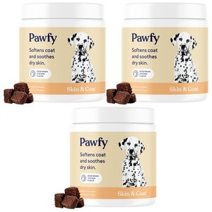 PAWFY Skin & Coat Chicken Flavor Chews Dog Supplement, 90 count - Chewy.com