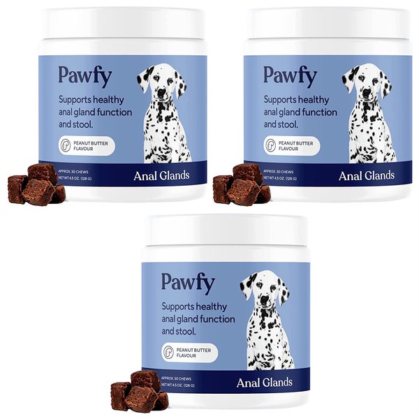 PAWFY Anal Gland Peanut Butter Flavored Supplement for Dogs, 90 count ...
