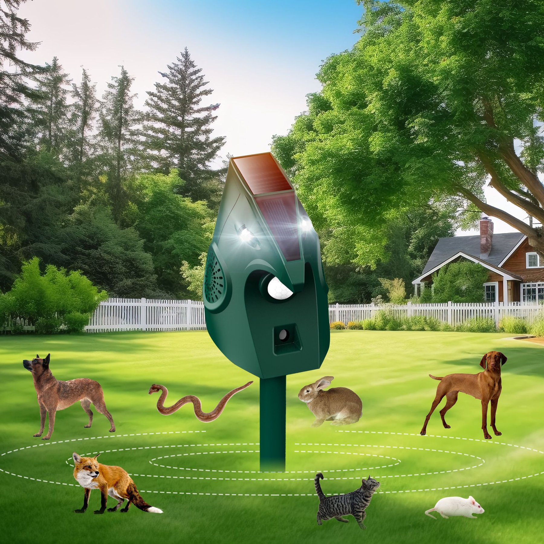 LVLRISTER PIR Motion Detector Animal Repeller Devices with Solar Energy ...