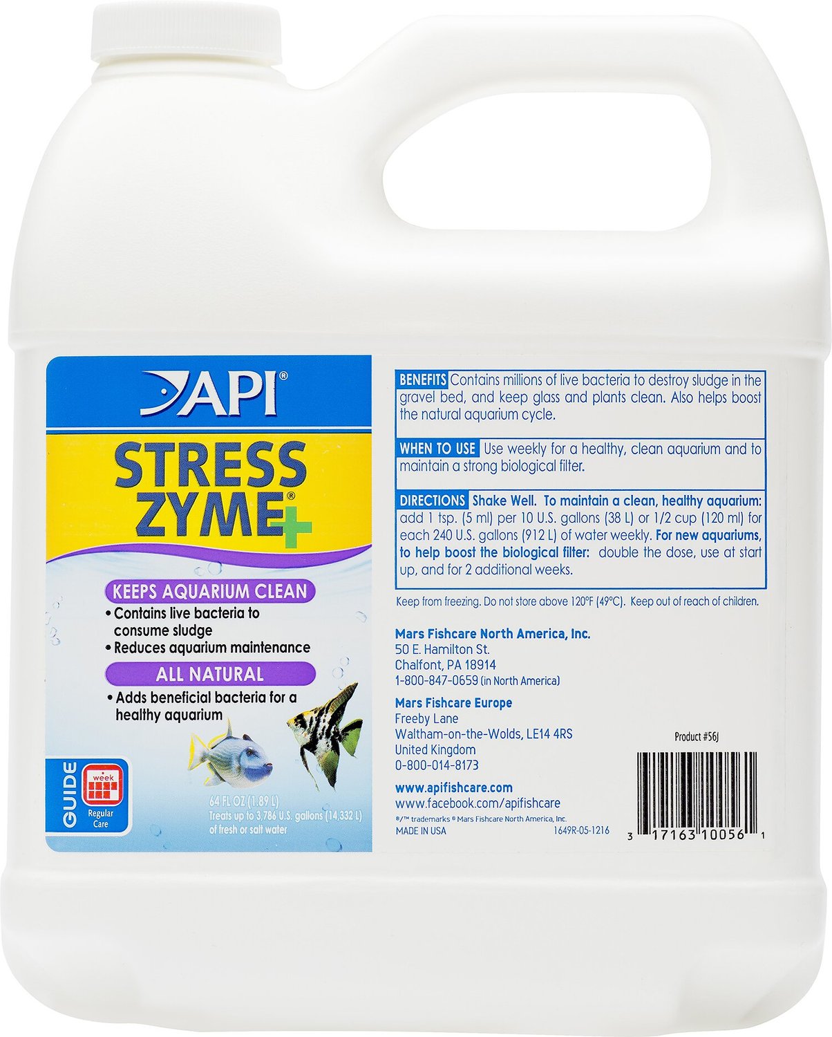 API Stress Zyme Freshwater & Saltwater Aquarium Water Cleaner, 64-oz ...