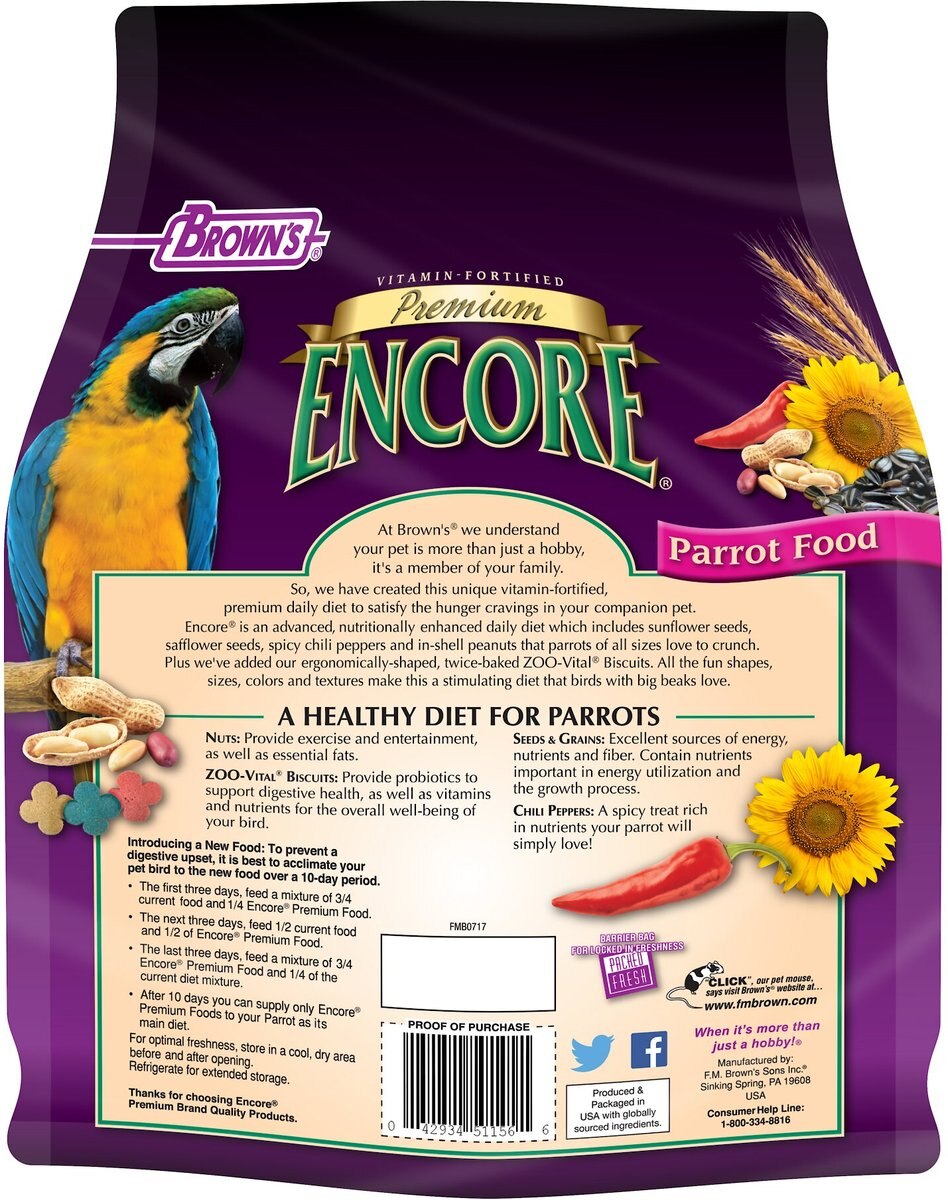 BROWN'S Encore Premium Parrot Food, 4-lb bag - Chewy.com