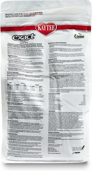 KAYTEE Exact Hand Feeding High Fat Formula Baby Bird Food, 5-lb bag ...