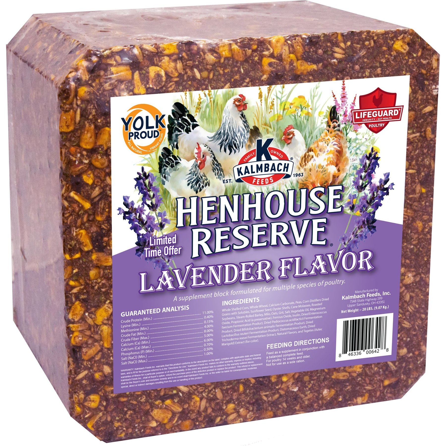 KALMBACH FEEDS Henhouse Reserve Lavender Flavored Treat Block for ...