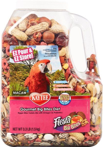 Discontinued - KAYTEE Fiesta Big Bites Macaw Food, 3.3-lb jar - Chewy.com