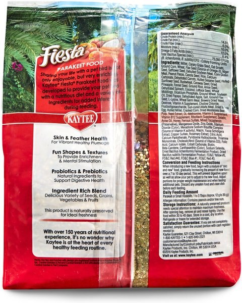 KAYTEE Fiesta Variety Mix Parakeet Food, 2-lb bag - Chewy.com