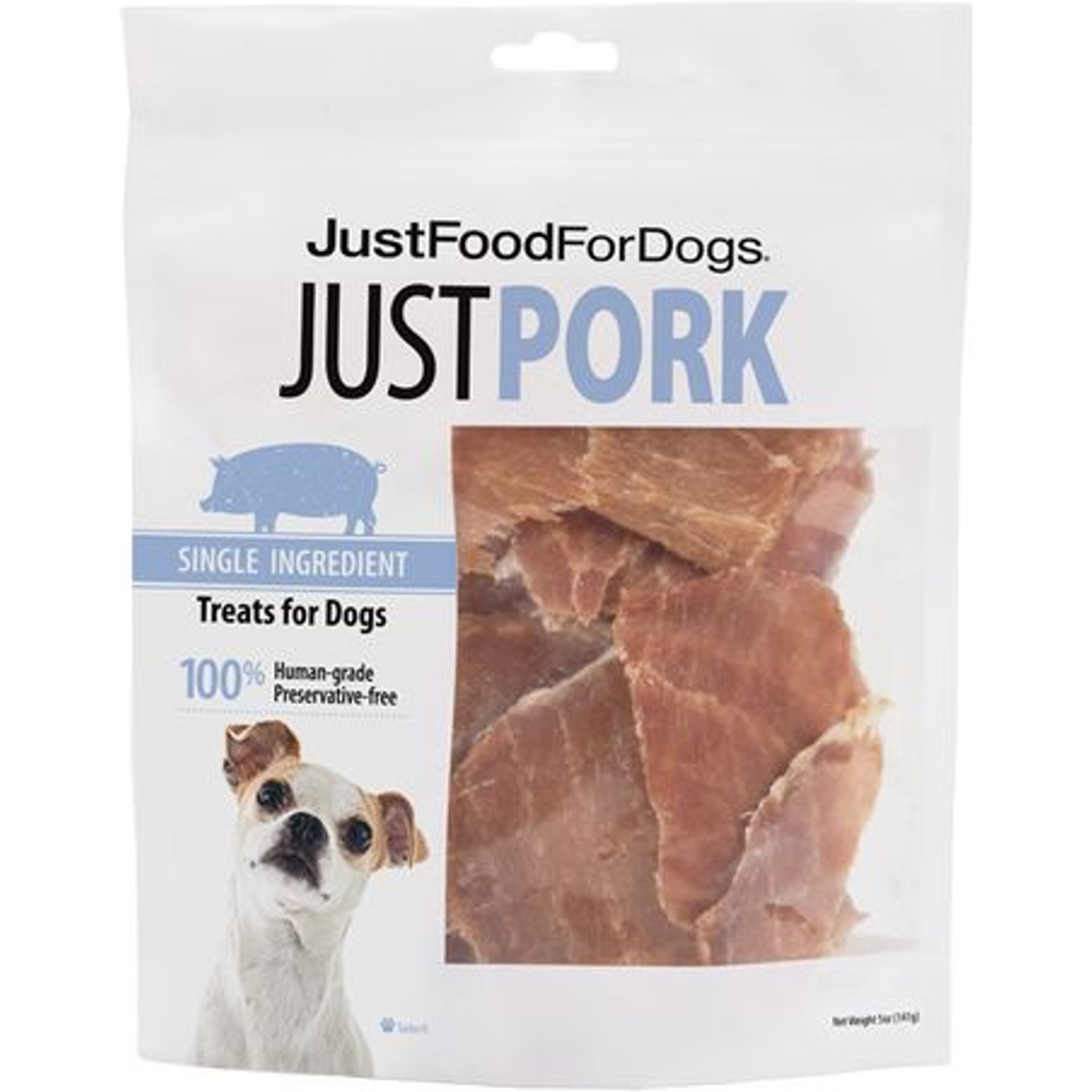 JUSTFOODFORDOGS Single Ingredient Pork Dog Treats, 5-oz bag - Chewy.com