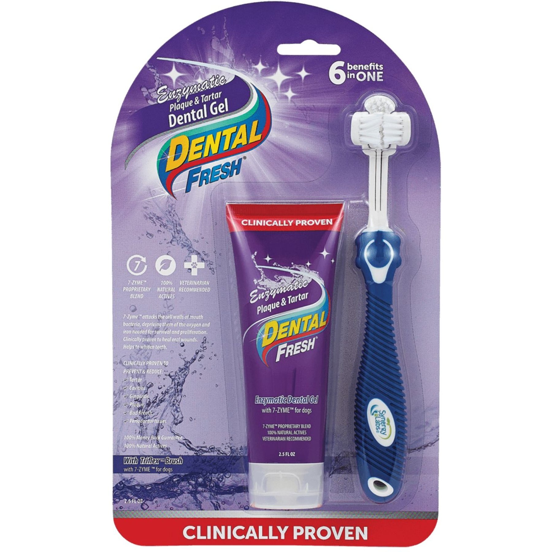 DENTAL FRESH Enzymatic Gel Triflex Dog Toothbrush Kit, 2.5-fl oz ...