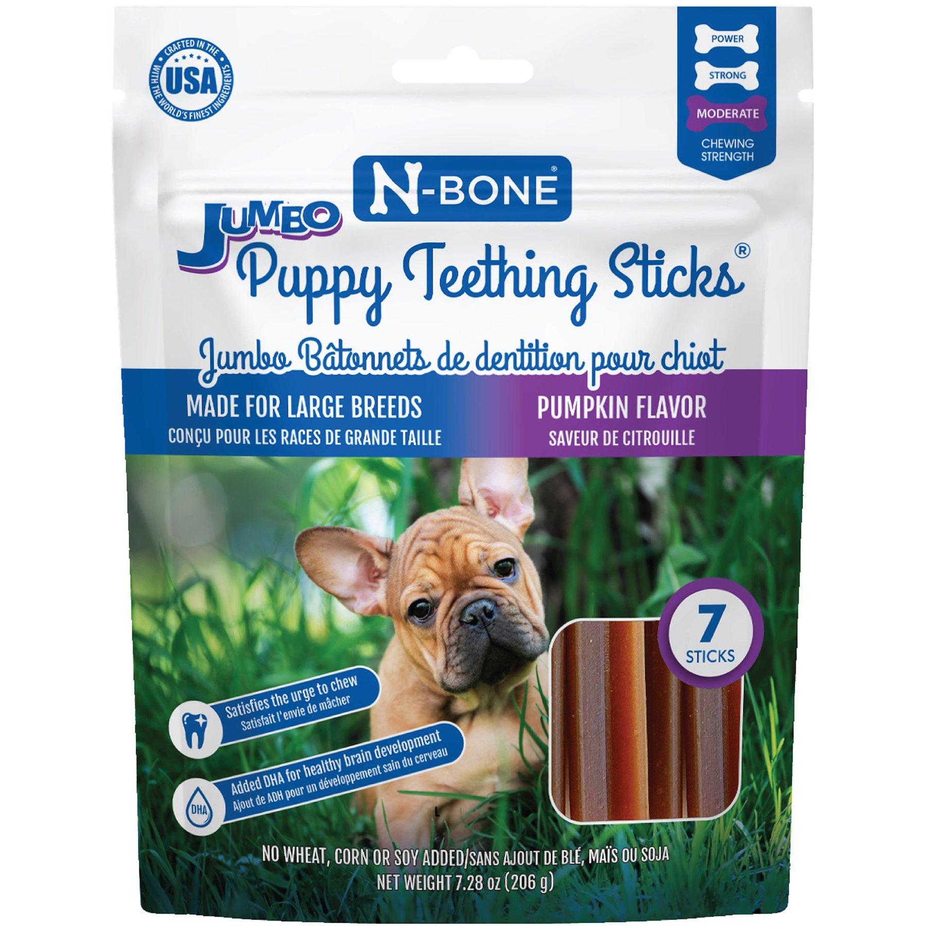 N-BONE Jumbo Puppy Teething Sticks Pumpkin Flavor Dog Treats, 7 count ...