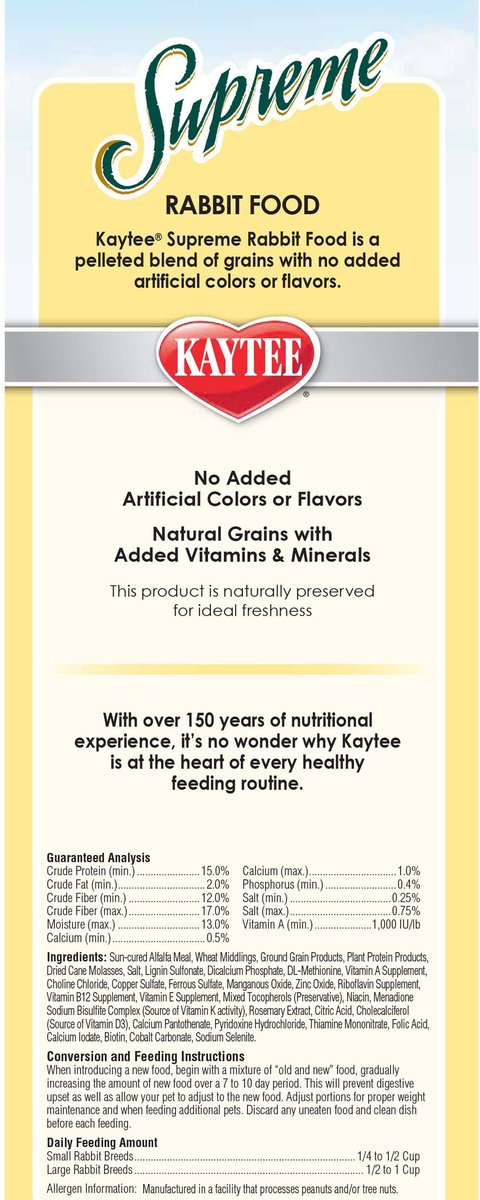 KAYTEE Supreme Fortified Daily Diet Rabbit Food, 10-lb bag - Chewy.com
