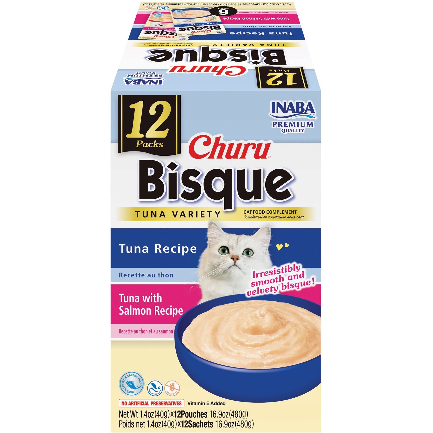 INABA Churu Bisque Tuna Variety Pack Lickable Cat Treat, 1.4-oz tube ...