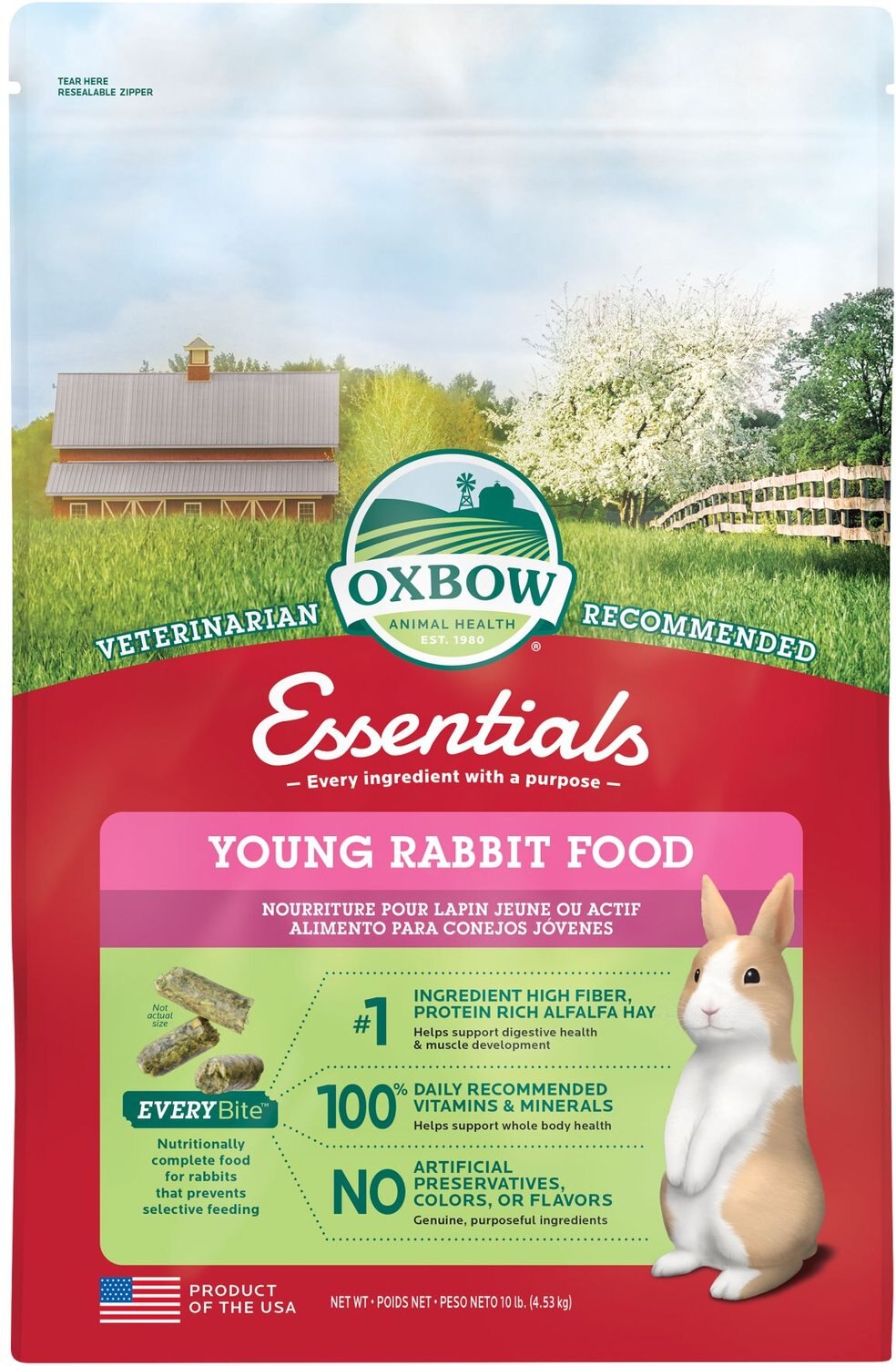 OXBOW Essentials Young Rabbit Food All Natural Rabbit Pellets, 10-lb ...