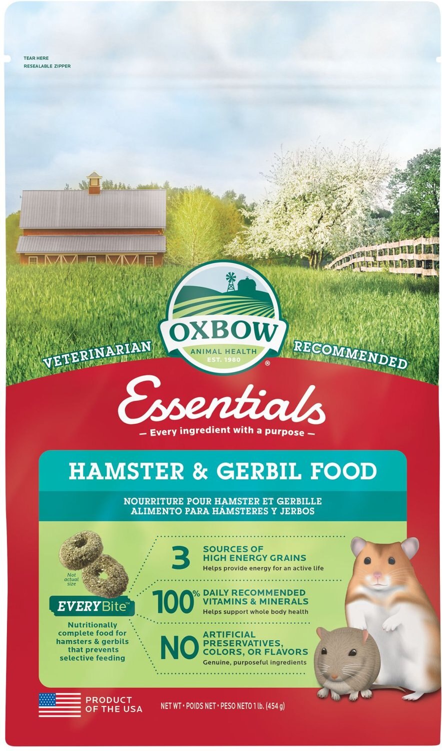 OXBOW Essentials Healthy Handfuls Gerbil & Hamster Food, 1-lb bag ...