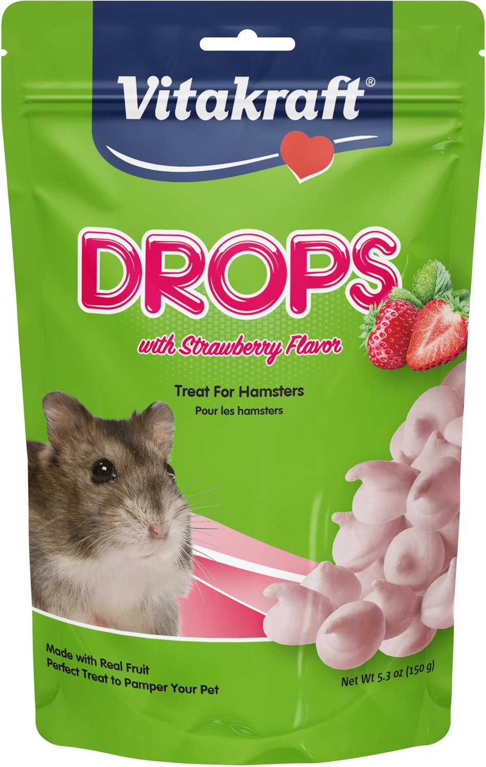 VITAKRAFT Drops Strawberry & Yogurt Hamster Treats, 5.3-oz bag - Chewy.com