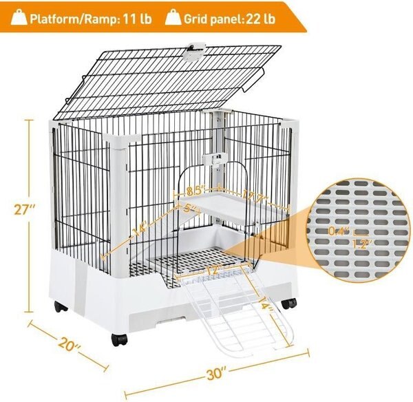 YAHEETECH Rolling Rabbit Cage on Wheel, Gray, 2-Level - Chewy.com