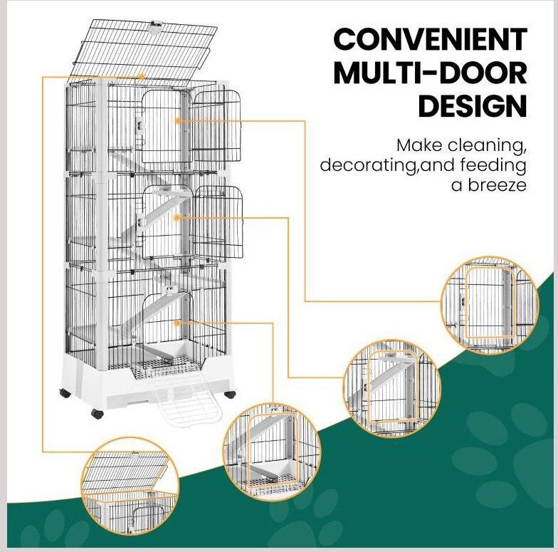 Out of Stock - YAHEETECH Rolling Rabbit Cage on Wheel, Gray, 6-Level ...
