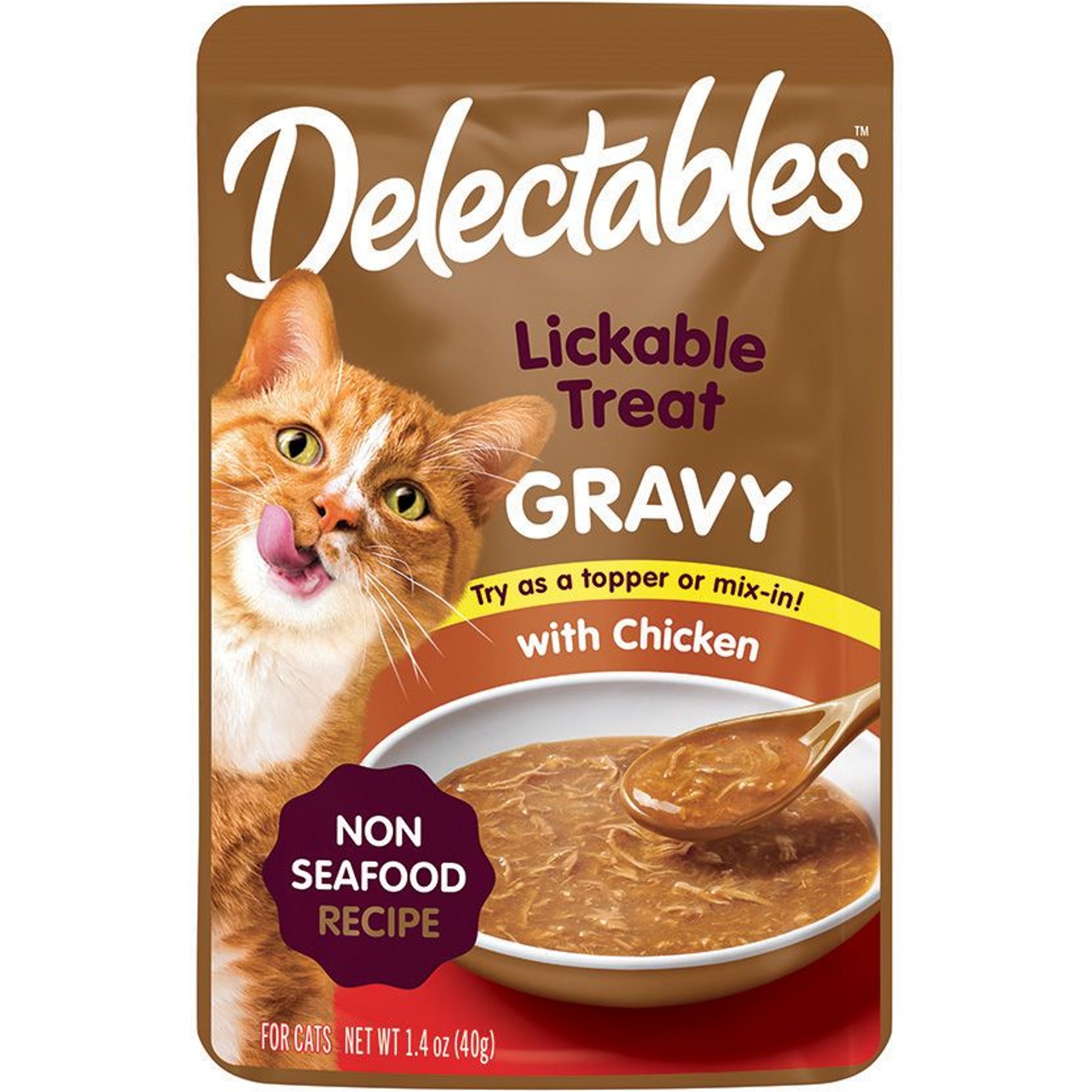 HARTZ Delectables Gravy Non Seafood Chicken Lickable Cat Treats, 1.4-oz ...