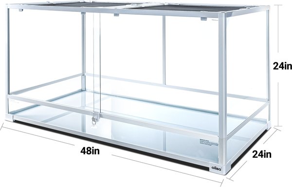 OIIBO 120-gal Large Tempered Glass Reptile Terrarium Habitat, White ...