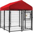 KENNELMASTER Vinyl Coated Welded Wire Boxed Dog Kennel, Black, 4-ft x 4 ...