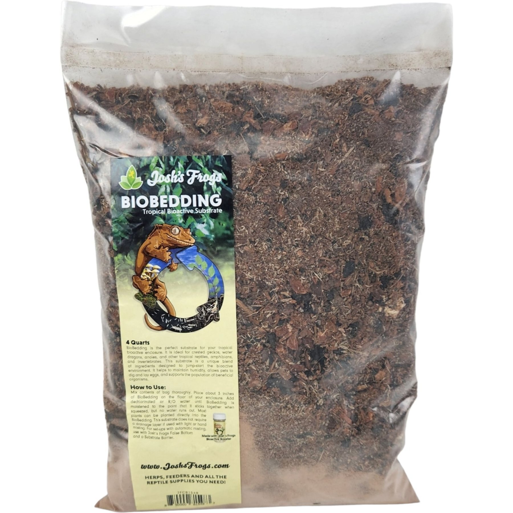 JOSH'S FROGS BioBedding Tropical Bioactive Reptile Substrate, 4-qt bag ...