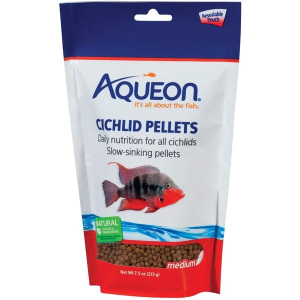 AQUEON Mini Cichlid Pellet Fish Food, 8.5-oz bag - Chewy.com
