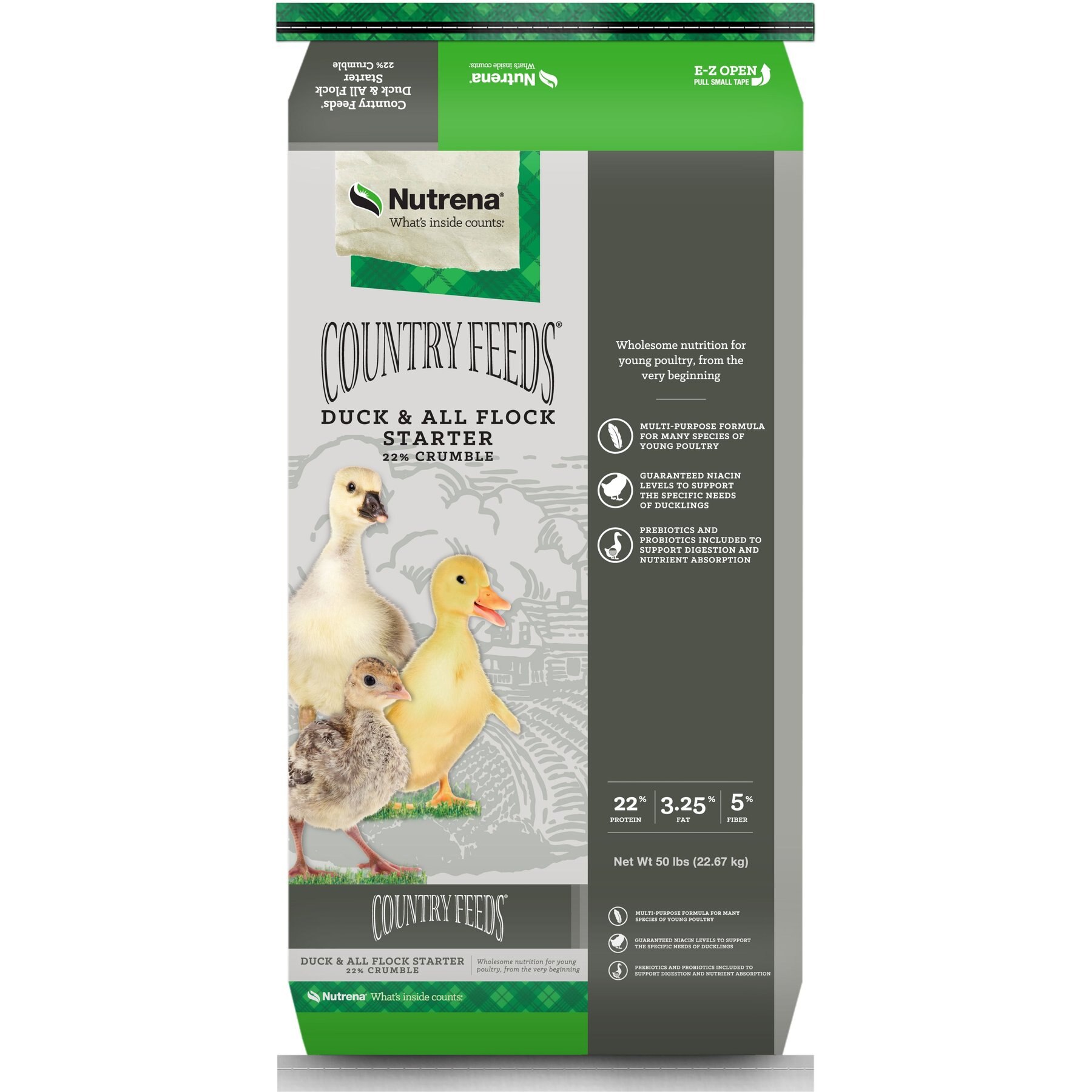 NUTRENA Country Feeds Duck & All Flock Starter Crumble Poultry Feed, 50 ...