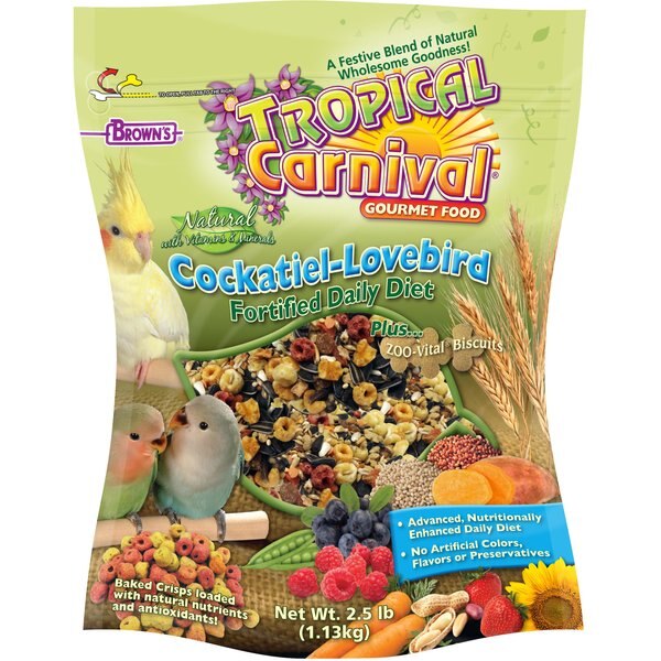 BROWN'S Tropical Carnival Gourmet Cockatiel Food, 3-lb bag - Chewy.com
