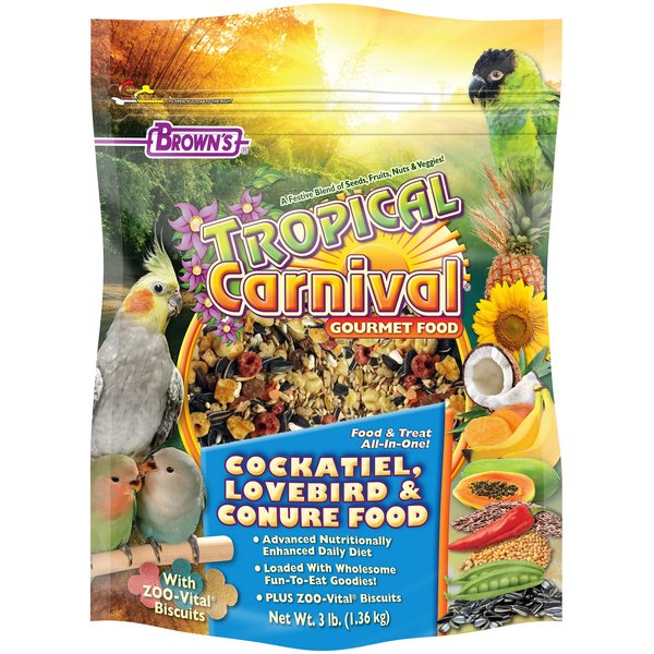 BROWN'S Tropical Carnival Gourmet Cockatiel Food, 3-lb bag - Chewy.com