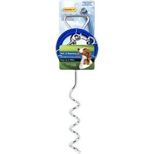 RUFFIN' IT Dog Tie Out Cable with Corkscrew Stake, 15-ft - Chewy.com