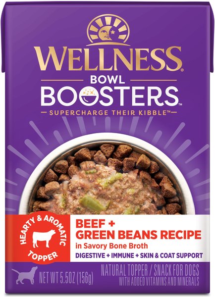WELLNESS Bowl Boosters Hearty Toppers Beef Wet Dog Toppers, 5.5-oz bag ...