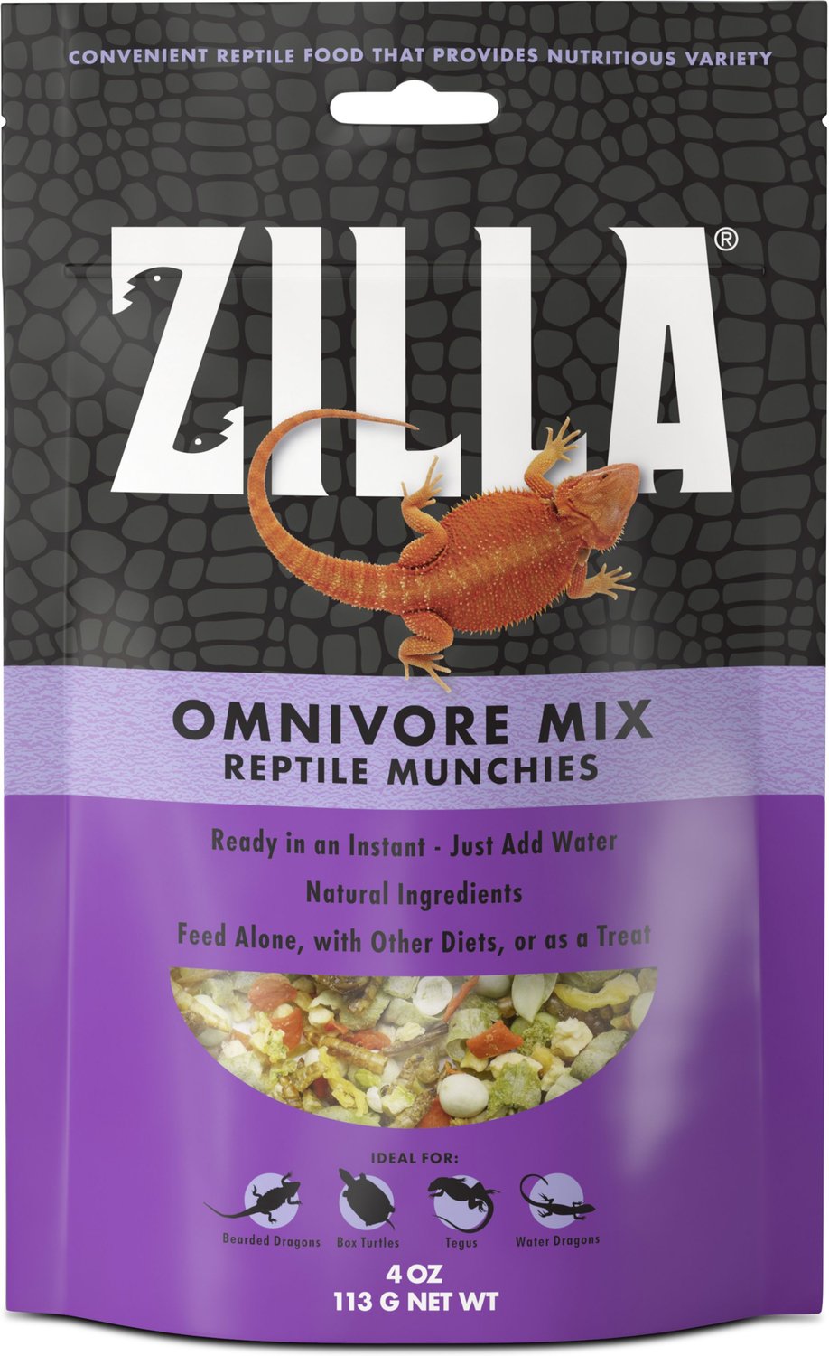 ZILLA Reptile Munchies Omnivore Mix Lizard Food, 4-oz bag - Chewy.com