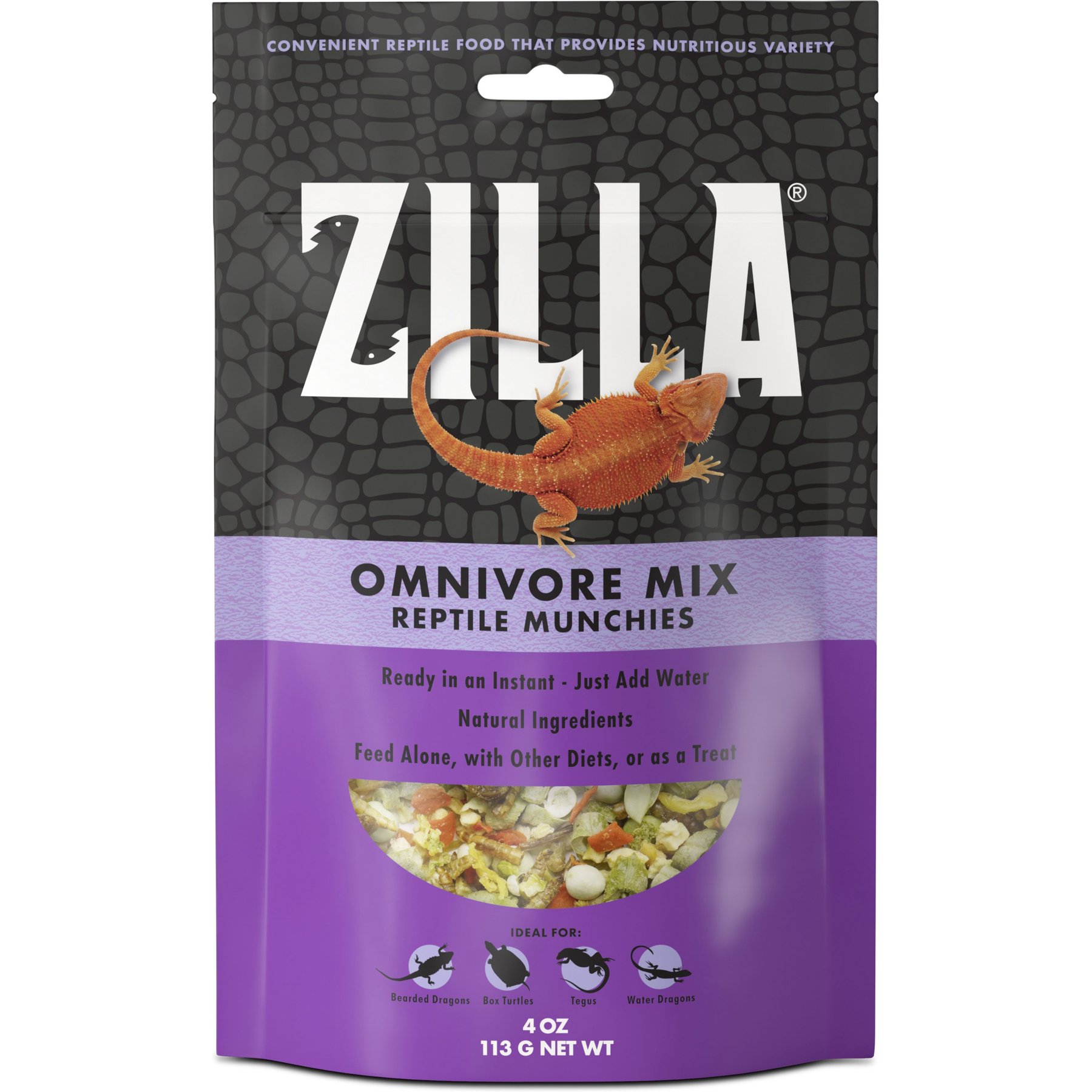 ZILLA Reptile Munchies Omnivore Mix Lizard Food, 4-oz bag - Chewy.com