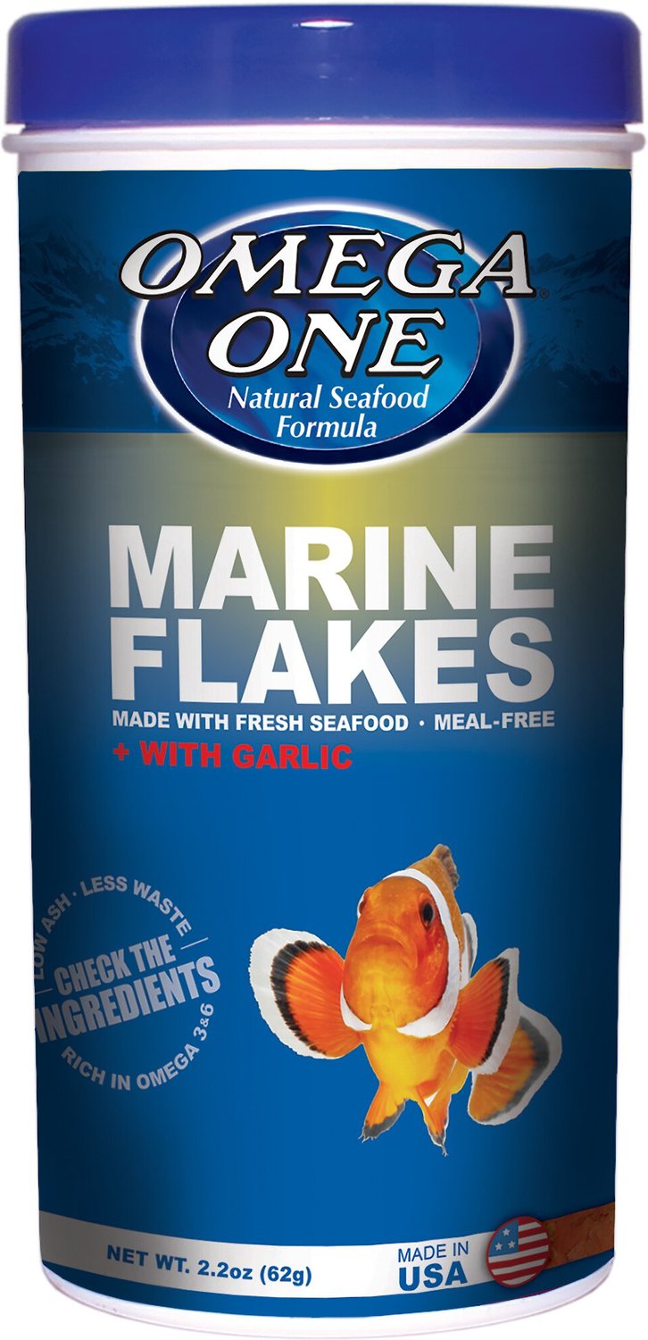 OMEGA ONE Marine Flakes with Garlic Fish Food, 2.2-oz jar - Chewy.com