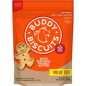 BUDDY BISCUITS Original Oven Baked with Peanut Butter Dog Treats, 3.5 ...