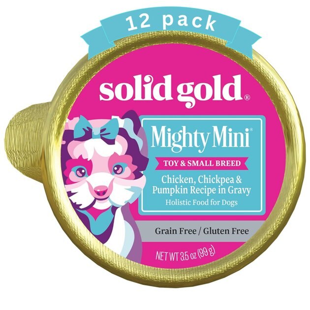 SOLID GOLD Mighty Mini Chicken, Chickpea & Pumpkin Recipe in Gravy Grain-Free Toy & Small Breed ...