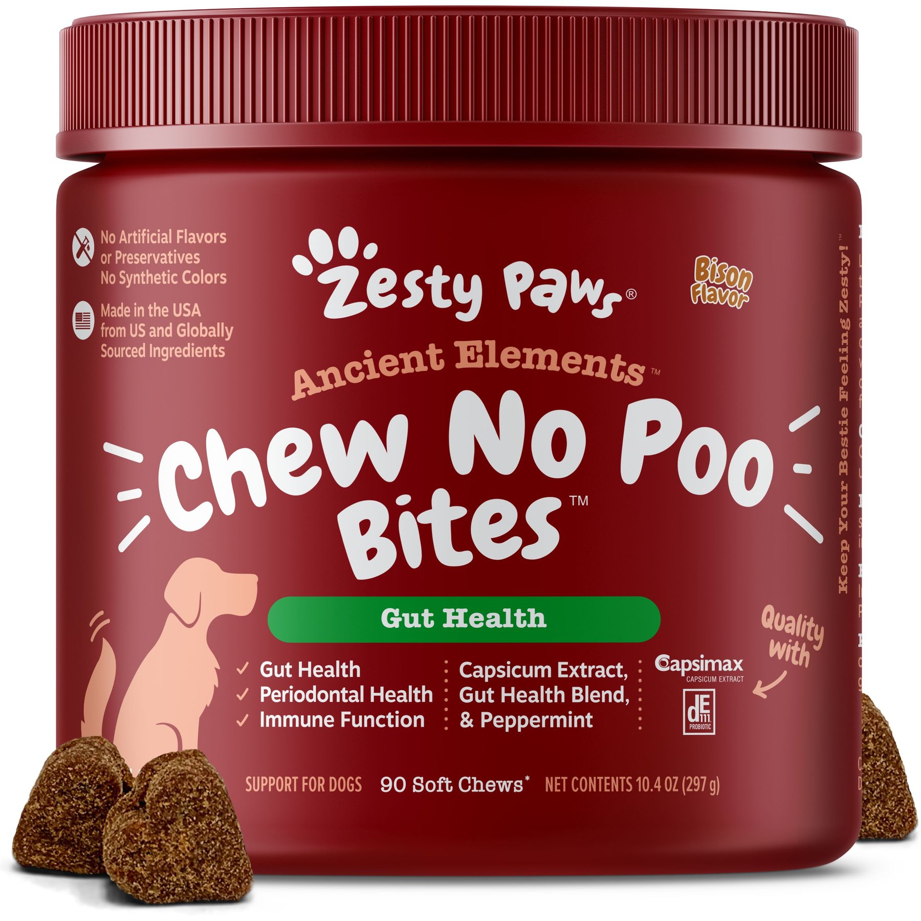 ZESTY PAWS Ancient Elements Chew No Poo Bison Flavored Soft Chews ...