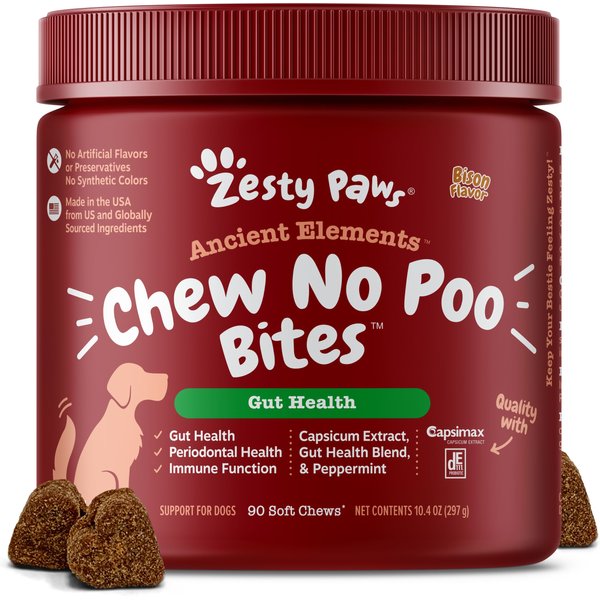ZESTY PAWS Ancient Elements Chew No Poo Bison Flavored Soft Chews ...
