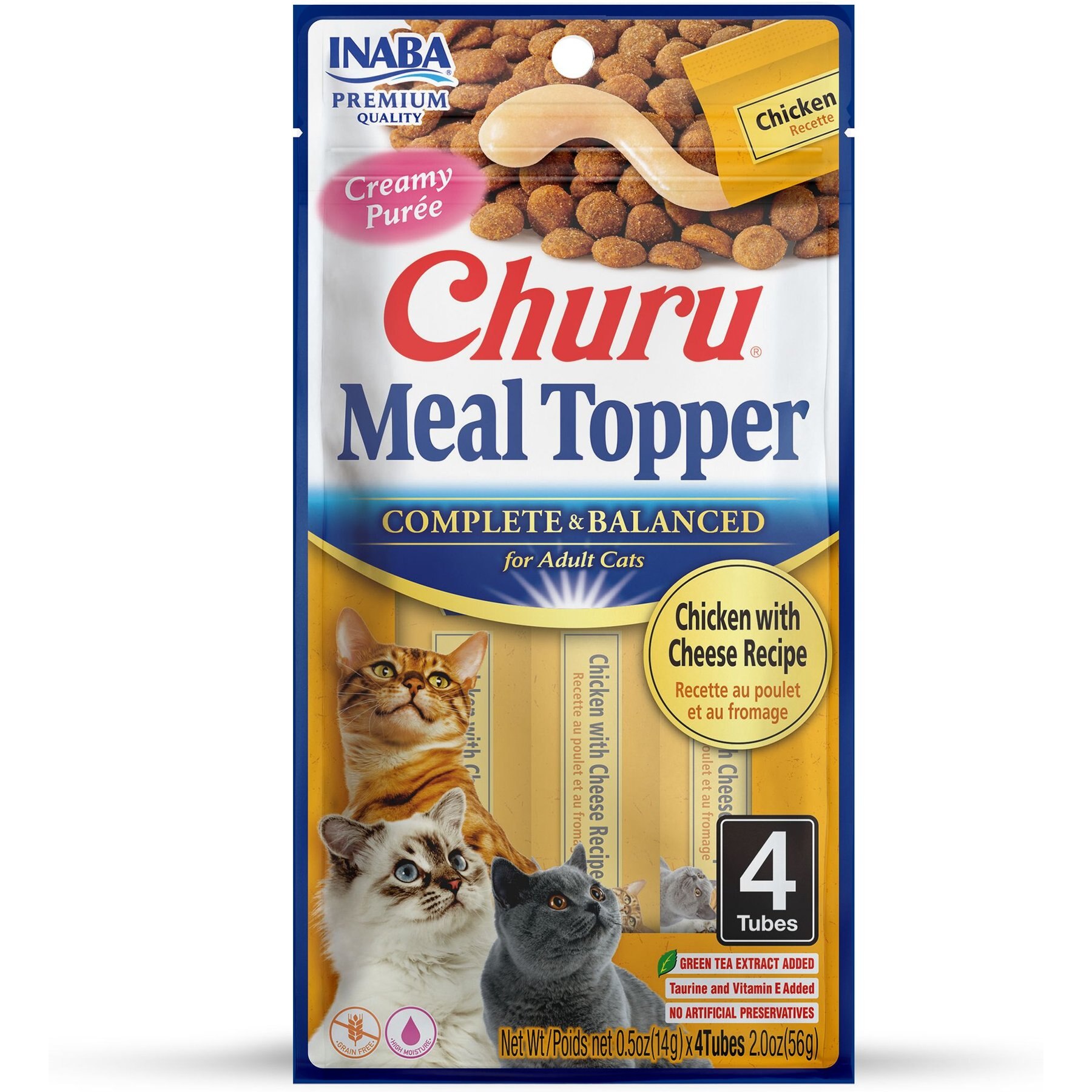 INABA Churu Chicken with Cheese Recipe Grain-Free Cat Food Topper, 0.5 ...