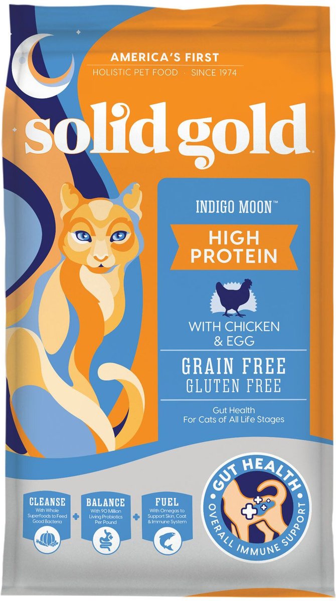 SOLID GOLD Indigo Moon with Chicken & Eggs Grain-Free High Protein Dry Cat Food, 6-lb bag ...