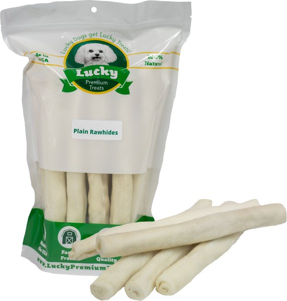 LUCKY PREMIUM TREATS Plain Rawhide Large Dog Chews, 10 count - Chewy.com