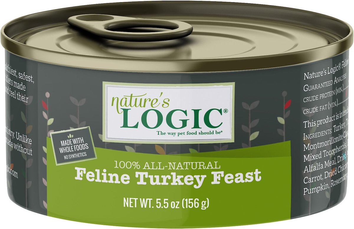 NATURE'S LOGIC Feline Turkey Feast Grain-Free Canned Cat Food, 5.5-oz ...
