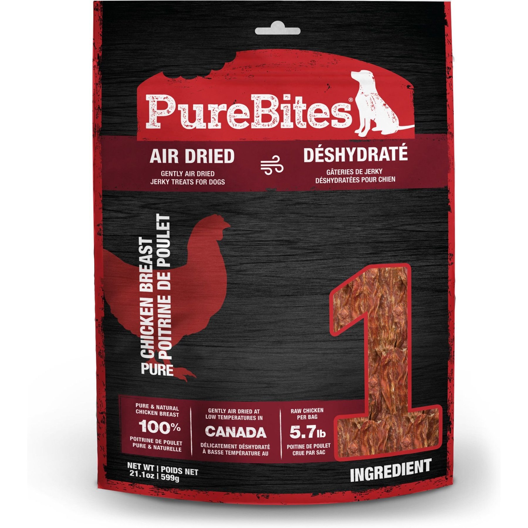 PUREBITES Chicken Breast Air Dried Jerky Dog Treats, 21.1-oz bag ...