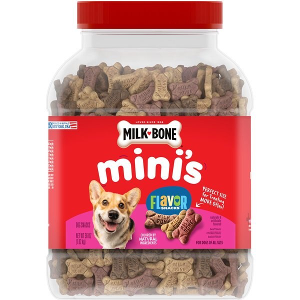 MILK-BONE Mini's Flavor Snacks Beef, Chicken & Bacon Flavored Biscuit ...